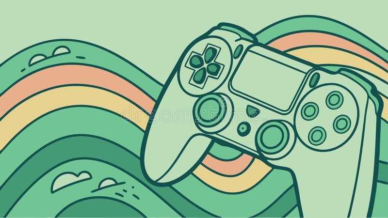 Game Controller with Rainbow Waves Background, Vector Design Generative ...