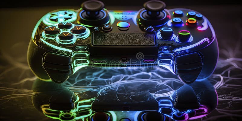 Game Controller with Rgb Led Light Stock Illustration - Illustration of ...