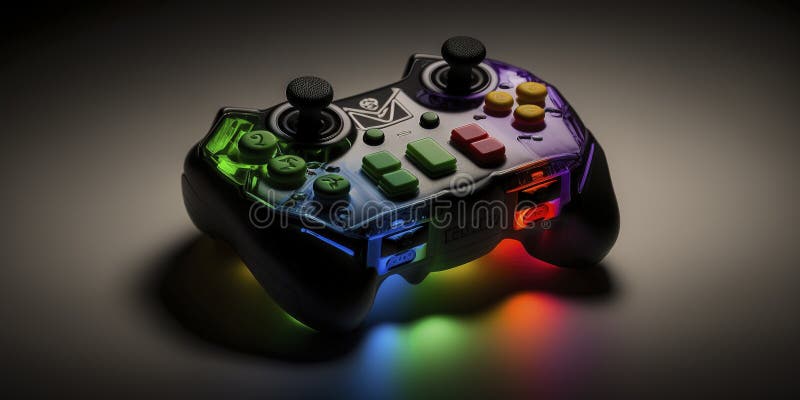 Game Controller with Rgb Led Light Stock Illustration - Illustration of ...