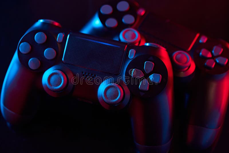 Game Controller, Videogame Joystick or Gamepad on a Table. Close Up ...