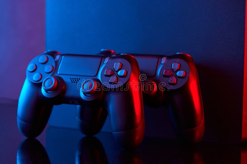 Game Controller, Videogame Joystick or Gamepad on a Table. Close Up ...