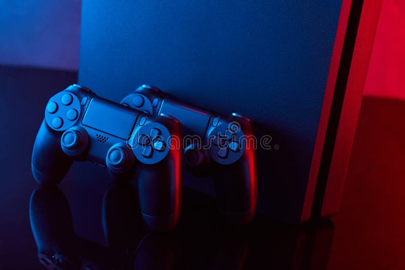 Game Controller, Videogame Joystick or Gamepad on a Table. Close Up ...