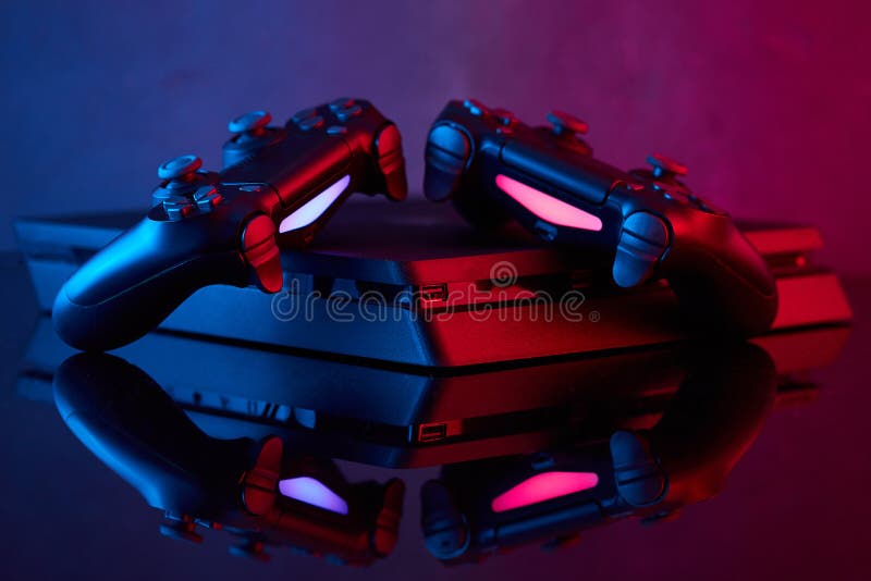 Game Controller, Videogame Joystick or Gamepad on a Table. Close Up ...