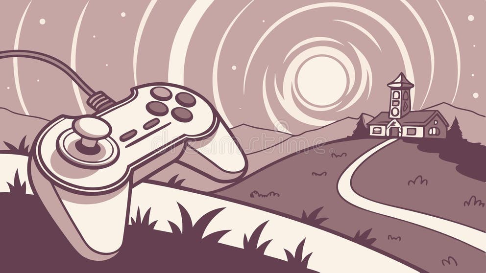 Game Controller on Winding Moonlit Path, Vector Design Generative AI ...
