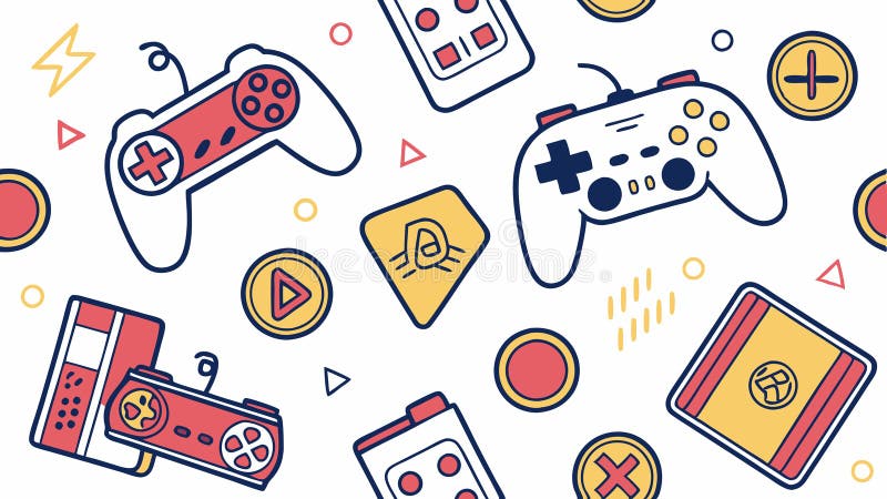 Game Controllers Pattern Video Games and Gaming Theme Illustration ...