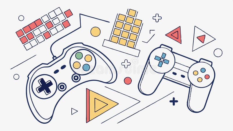 Game Controllers Set Design, Gaming Equipment and Entertainment Devices ...