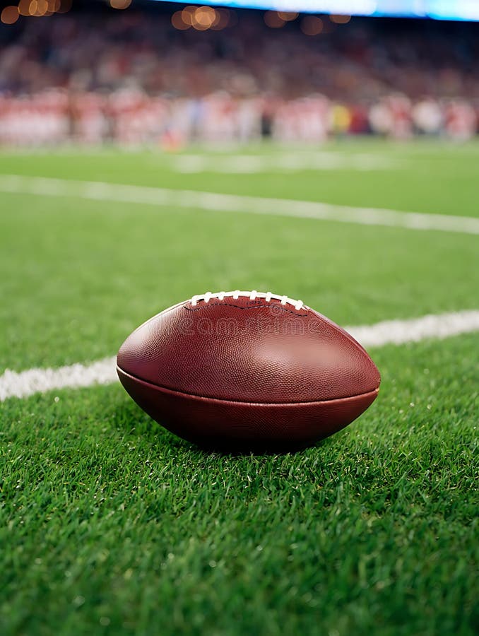 Game Day Ready: Football on the Field Stock Image - Image of grass ...