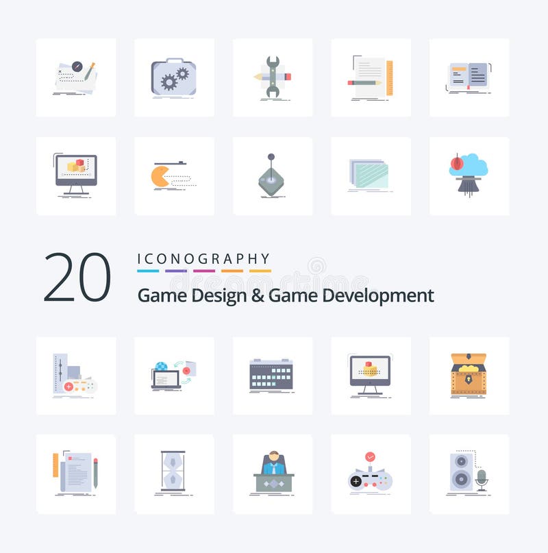 20 Game Design and Game Development Flat Color Icon Pack Like ...