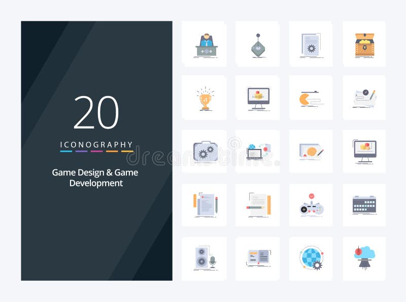 20 Game Design and Game Development Flat Color Icon for Presentation ...