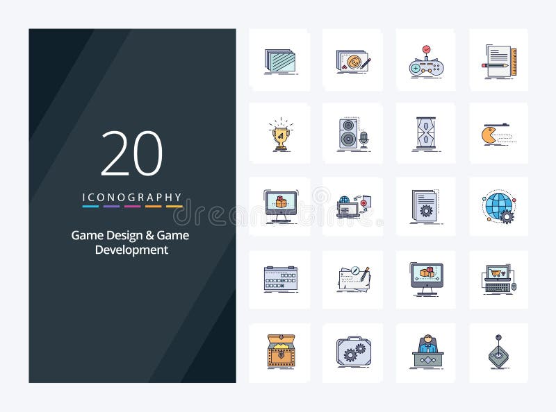 20 Game Design and Game Development Line Filled Icon for Presentation ...