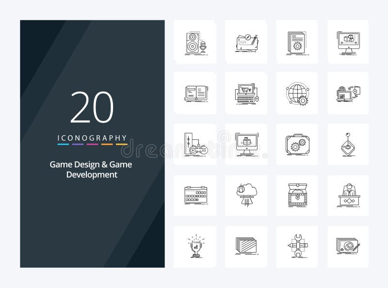 20 Game Design and Game Development Outline Icon for Presentation Stock ...