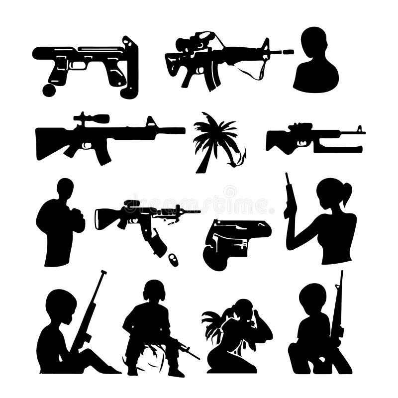 Game Designer Clipart Black Silhouette Set for Game Development Project Stock Illustration ...
