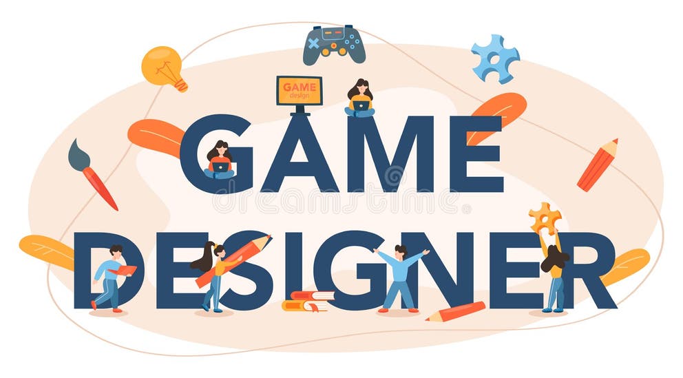 Game Designer Typographic Header. Creative Process of a Computer Stock Vector - Illustration of ...