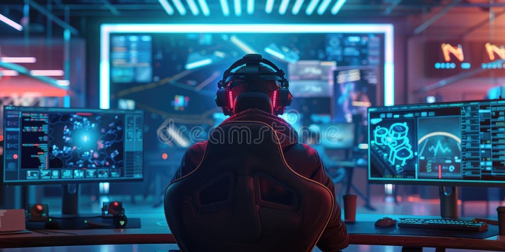 Game Developer with AI in Creative Workspace AIG60 Stock Photo - Image ...