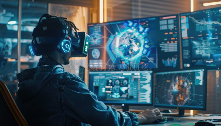 Game Developer with AI in Creative Workspace AIG60 Stock Image - Image ...