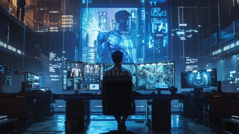 Game Developer and AI Muse in High-Tech Studio AIG60 Stock Photo ...