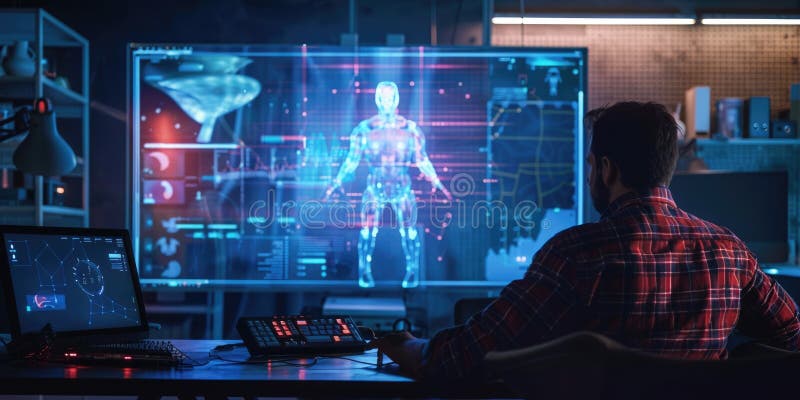 Game Developer and AI Muse in High-Tech Studio Stock Photo - Image of ...