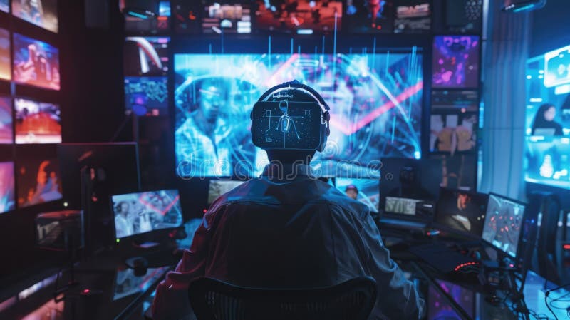 Game Developer and AI Muse in High-Tech Studio AIG60 Stock Photo ...