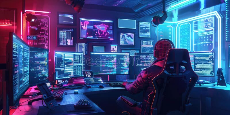 Game Developer with AI in Tech-Savvy Office AIG60 Stock Image - Image ...