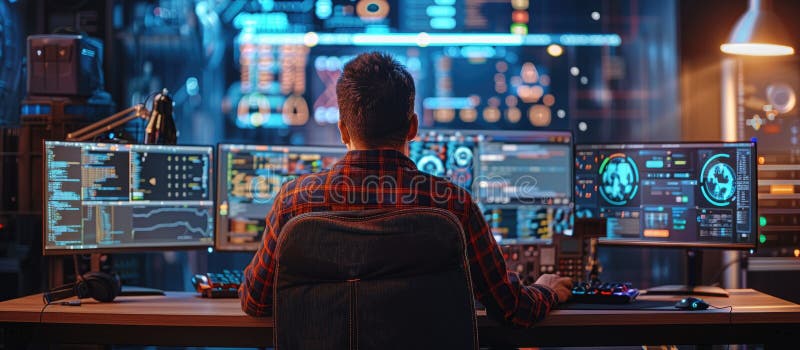 Game Developer with AI in Tech-Savvy Workspace AIG60 Stock Photo ...