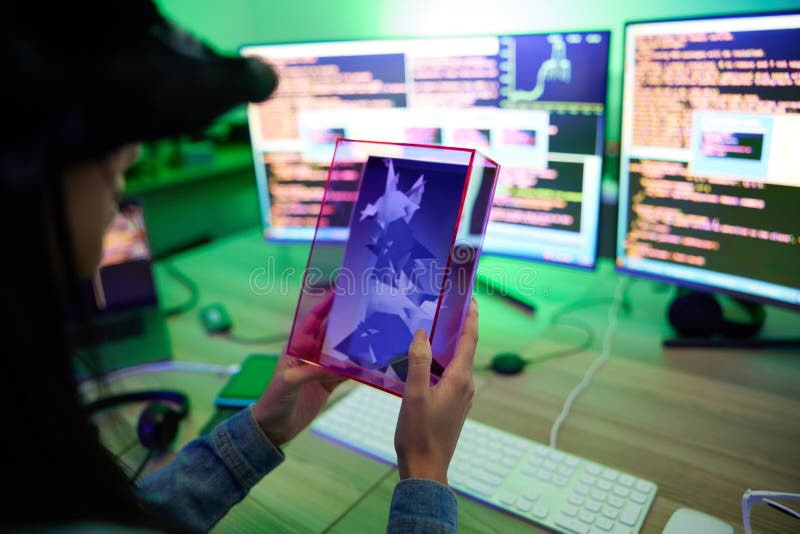 Game Developer And Coding Person With Metaverse Character Development And Programming