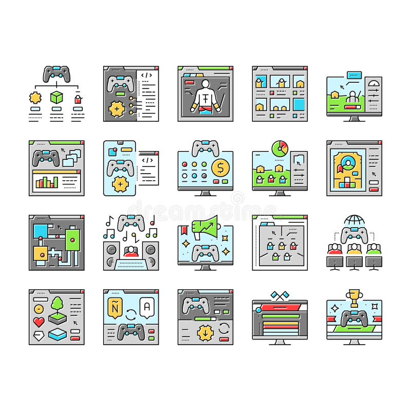 Game Development Computer Icons Set Vector Stock Illustration ...