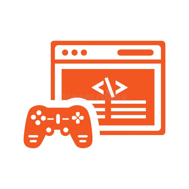 Game, Development Icon. Orange Vector Sketch Stock Illustration ...