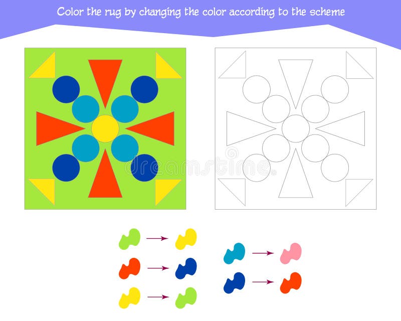 Game for the Development of Logical Thinking. Color the Rug by Changing ...