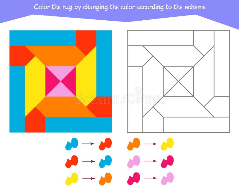 Game for the Development of Logical Thinking. Color the Rug by Changing ...