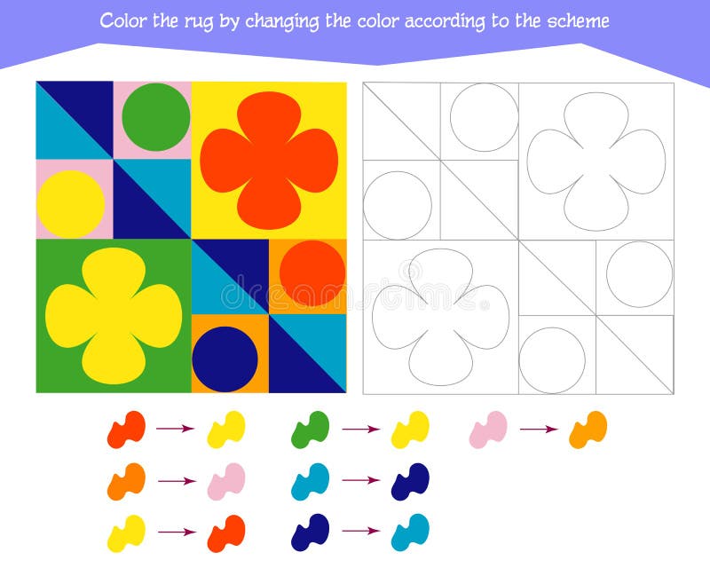 Game for the Development of Logical Thinking. Color the Rug by Changing ...
