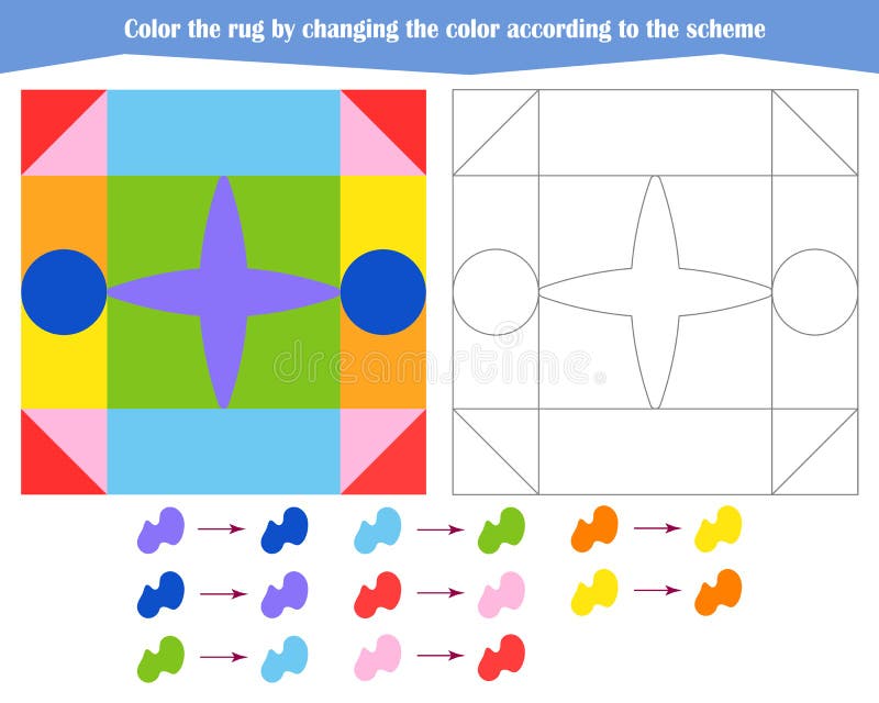 Game for the Development of Logical Thinking. Color the Rug by Changing ...