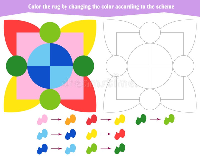 Game for the Development of Logical Thinking. Color the Rug by Changing ...