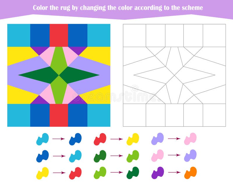 Game for the Development of Logical Thinking. Color the Rug by Changing ...