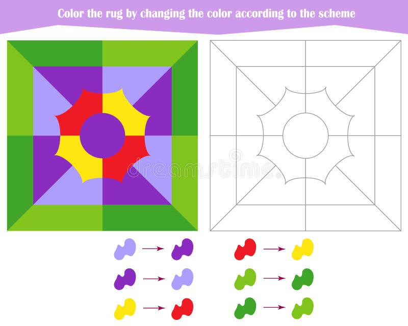 Game for the Development of Logical Thinking. Color the Rug by Changing ...