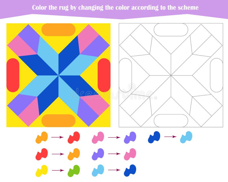 Game for the Development of Logical Thinking. Color the Rug by Changing ...