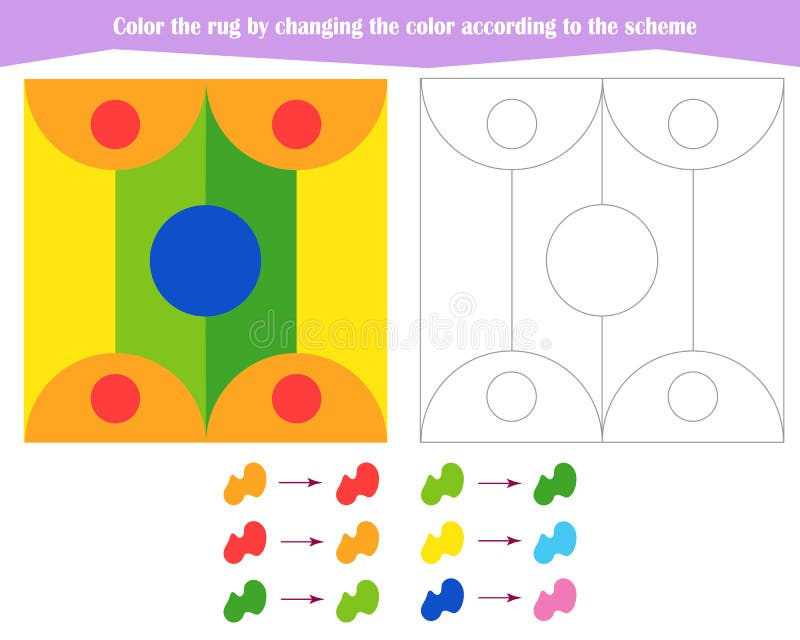 Game for the Development of Logical Thinking. Color the Rug by Changing ...