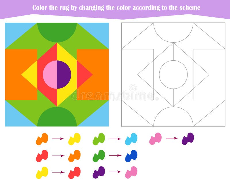 Game for the Development of Logical Thinking. Color the Rug by Changing ...