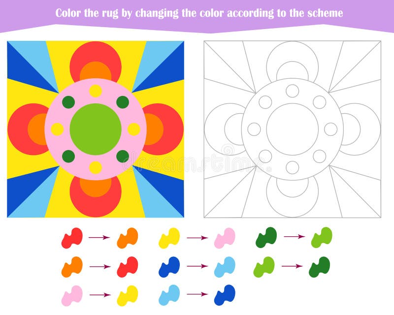 Game for the Development of Logical Thinking. Color the Rug by Changing ...