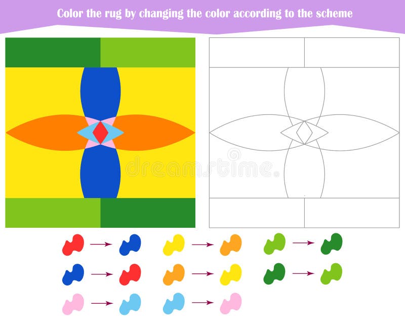 Game for the Development of Logical Thinking. Color the Rug by Changing ...