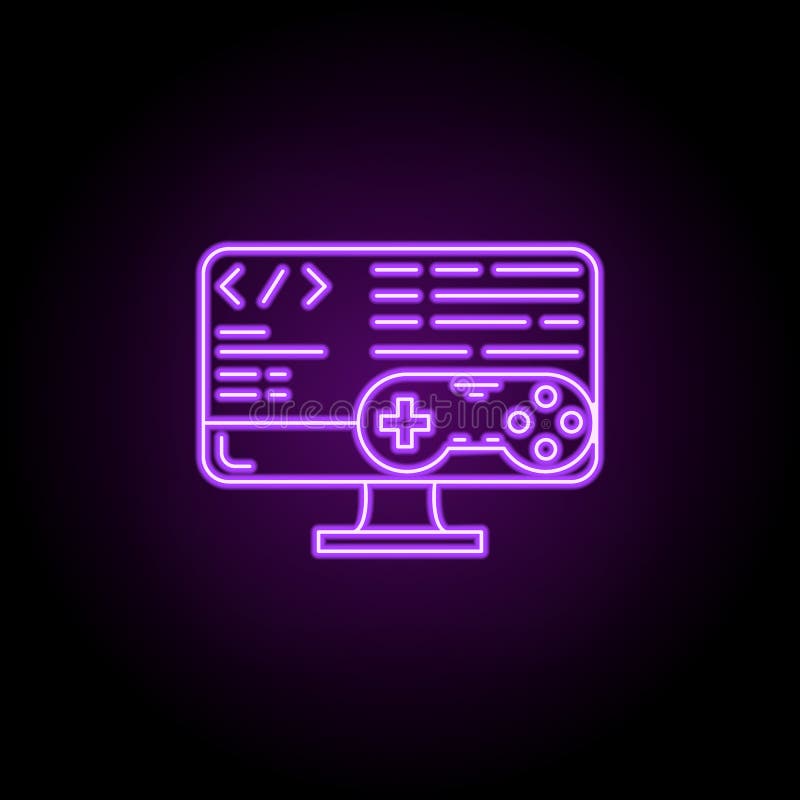 Game Development Outline Icon. Elements of Game Development in Neon ...