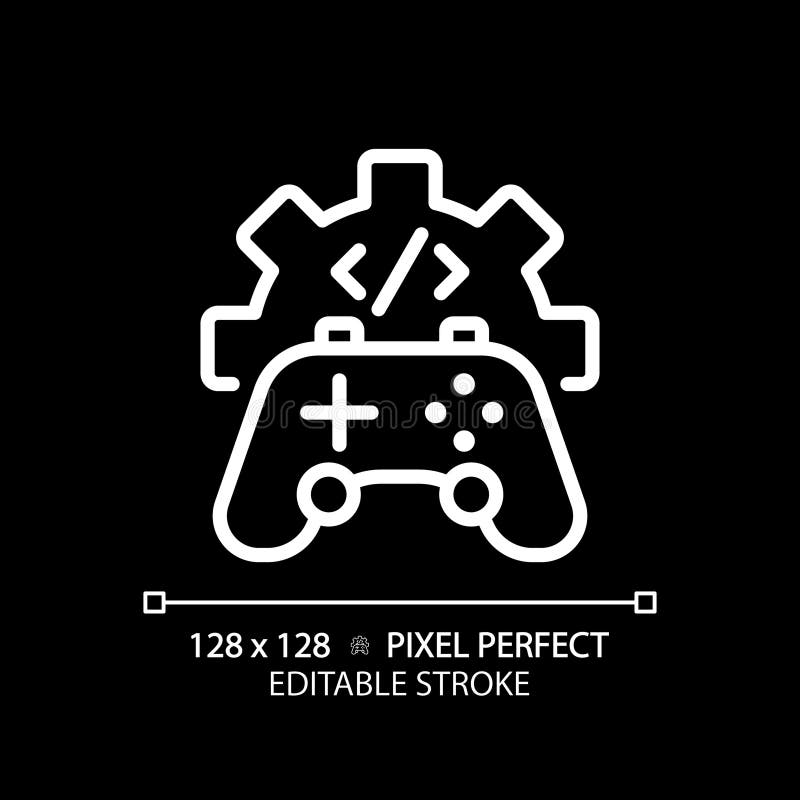 Game Development Pixel Perfect White Linear Icon for Dark Theme Stock ...