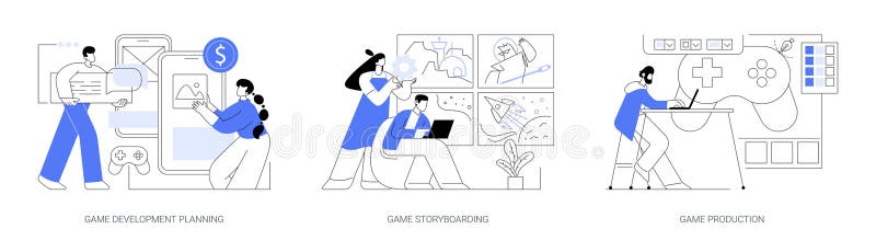Game Development Process Isolated Cartoon Vector Illustrations Se Stock ...