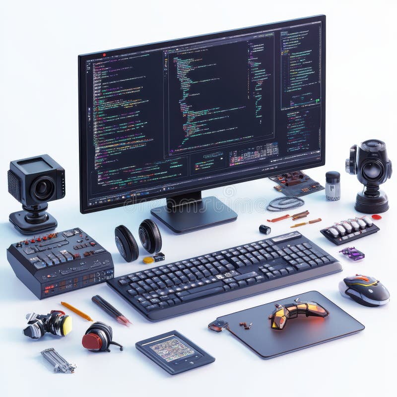 Game Development Software Isolated on White Background Stock ...