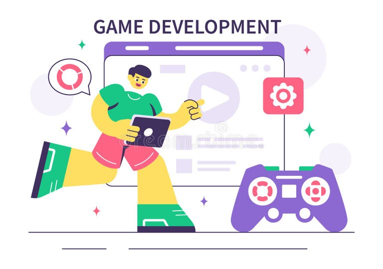 Game Development Vector Illustration Featuring Games, Digital ...