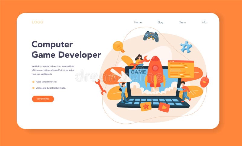 Game Development Web Banner or Landing Page. Creative Process Stock ...