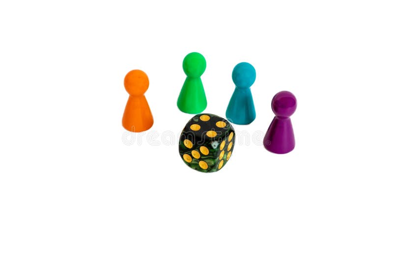 Game Dice Isolated on White Coloroful Figure of People Board Game Stock ...