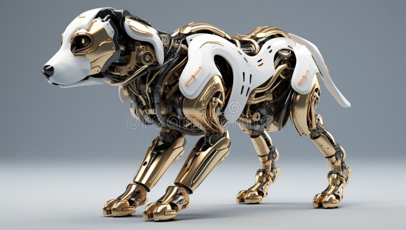 Dog Future Artificial Android Metallic Technology White Modern Cyborg ...