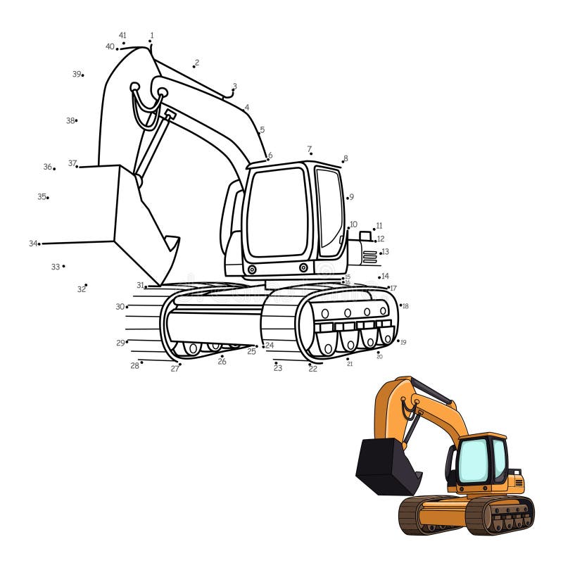 Game "Dot To Dot". Excavator. Stock Vector - Illustration of numbers ...