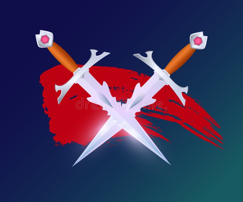 Game Element with Crossed Stiletto Daggers Stock Vector - Illustration ...