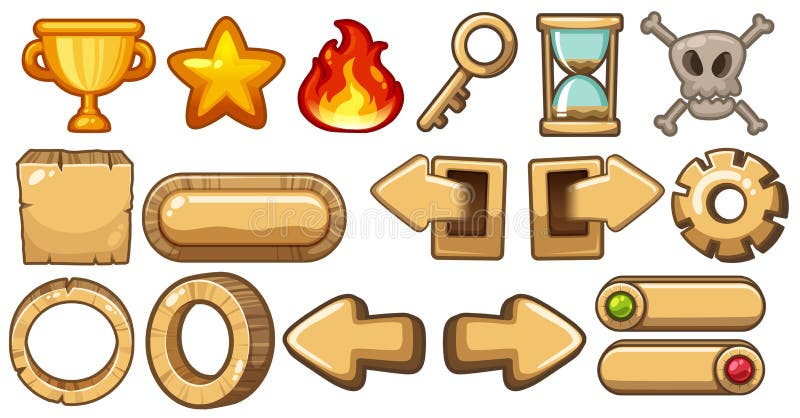 Game Elements with Arrows and Symbols Stock Vector - Illustration of ...